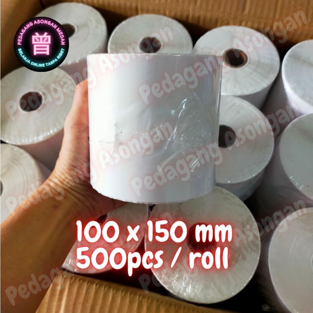 Jual Label Thermal Sticker A6 100x150 mm Kertas Stiker Printer Resi Barcode 500 pcs (1 Roll ...
