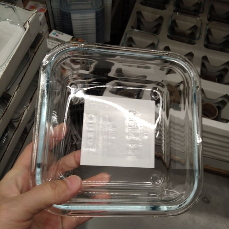 Jual IKEA wadah kaca tahan panas persegi 600ml 15x15x6cm piring saji ...