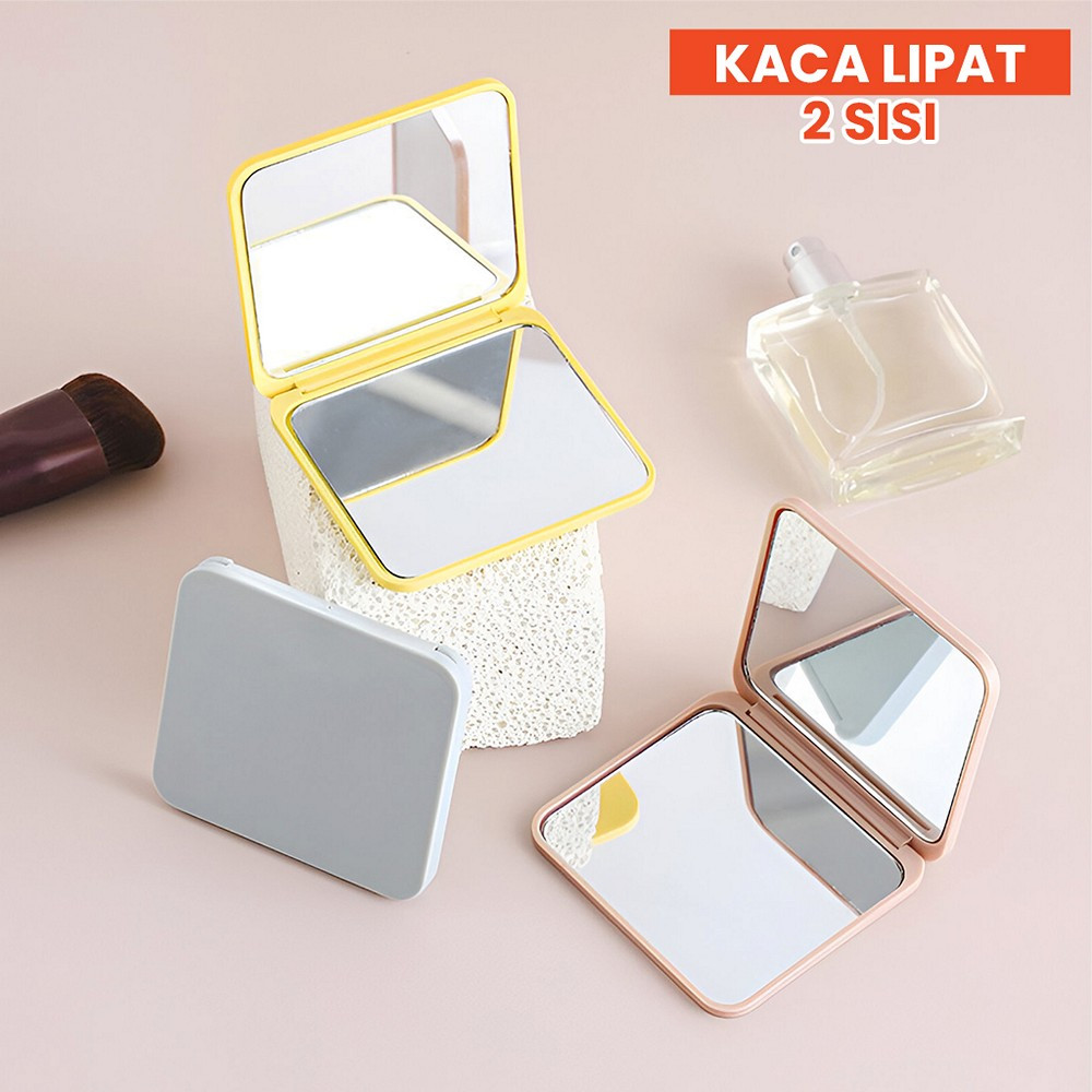 Jual Kaca Lipat 2 Sisi Persegi Polos Cermin Saku Kecil / Kaca Mini ...