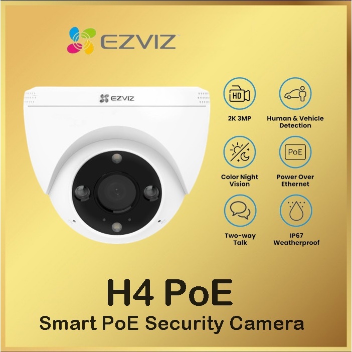 Jual Ezviz H4 POE 2K 3MP Outdoor Smart PoE Security Camera | Shopee Indonesia