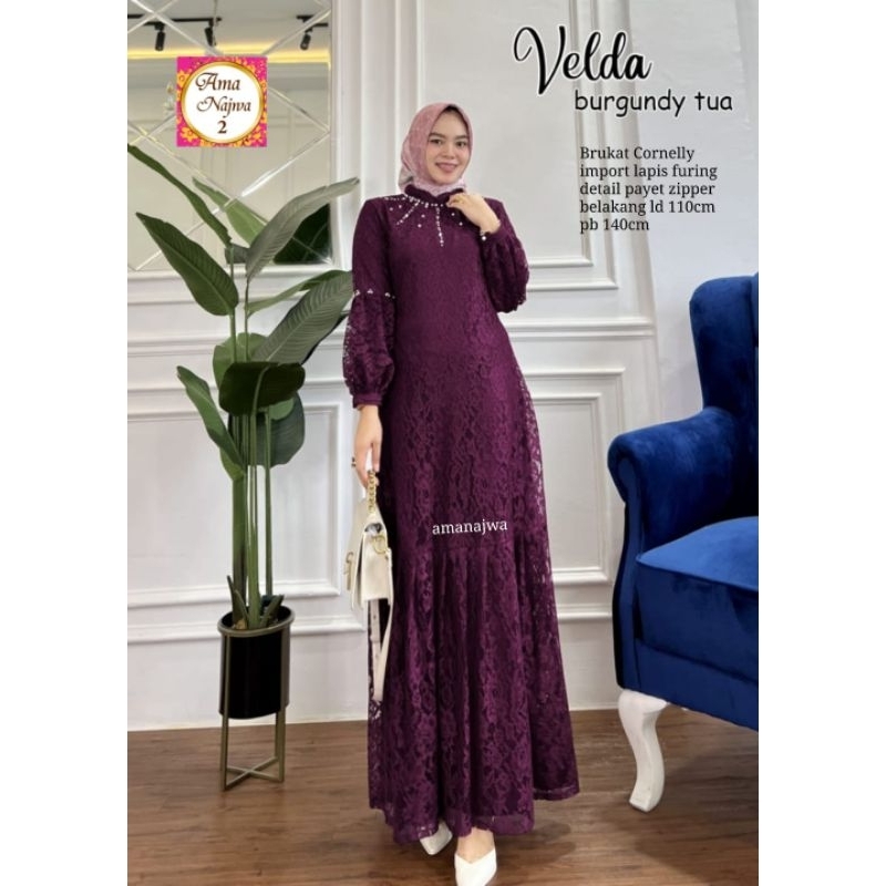 Jual READI STOK SIAP KIRIM VELDA gamis pesta brokat cornely ori by ama ...