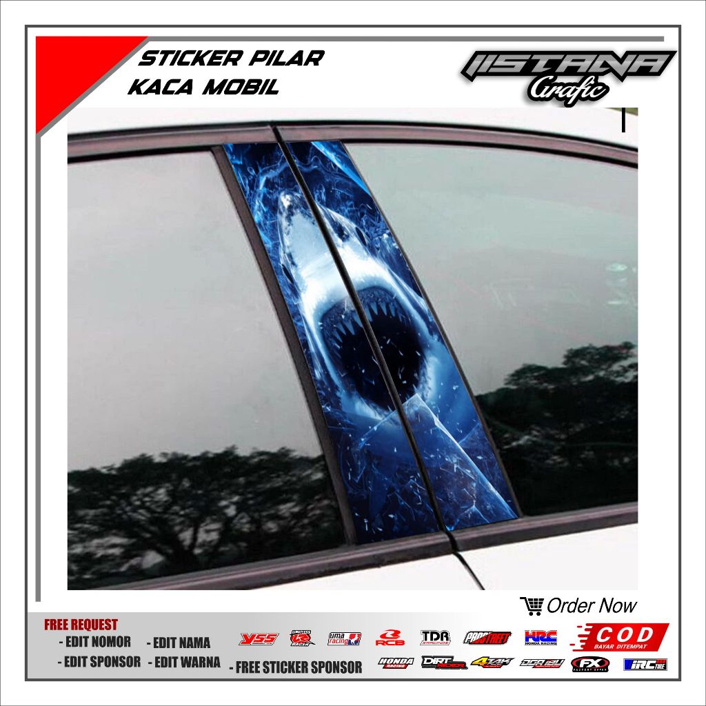 Jual Sticker Pilar Kaca Mobil Universal HIU bisa custom gambar/foto 1 ...