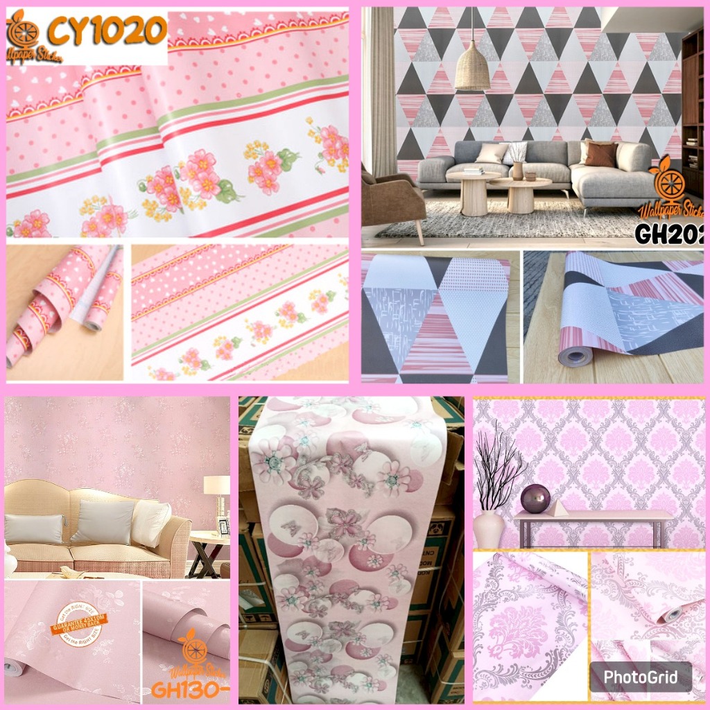 Jual Wallpaper Stiker Dinding Motif dan Karakter PINK EMBOS Premium ...