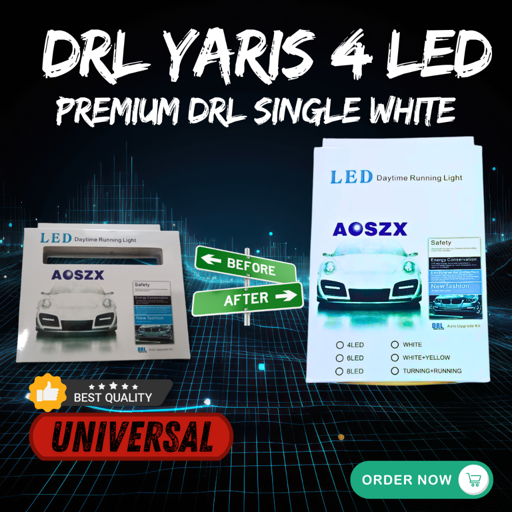 Jual Lampu DRL Yaris Universal Single White 12V 4 LED | Shopee Indonesia