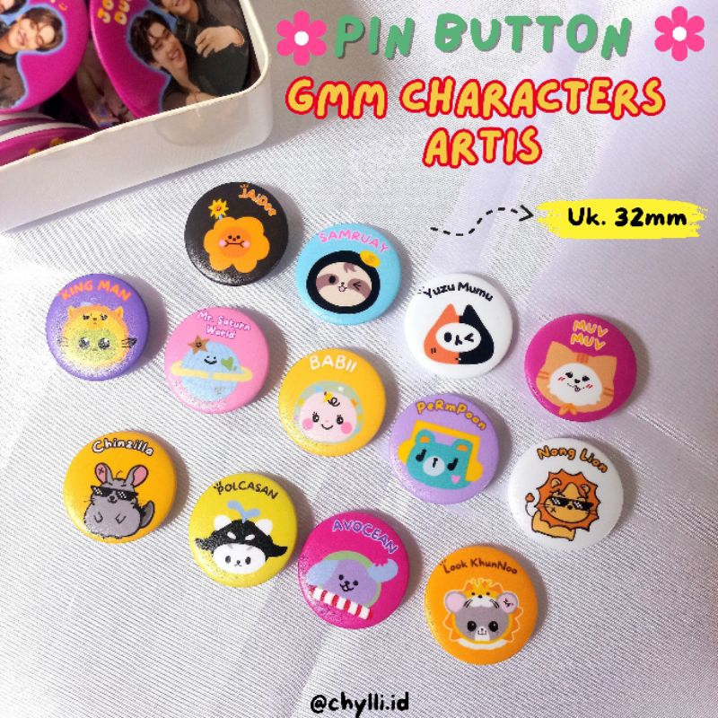 Jual {MIN BELI 3} PIN GMM ARTIS CHARACTER UK. 32MM | Shopee Indonesia