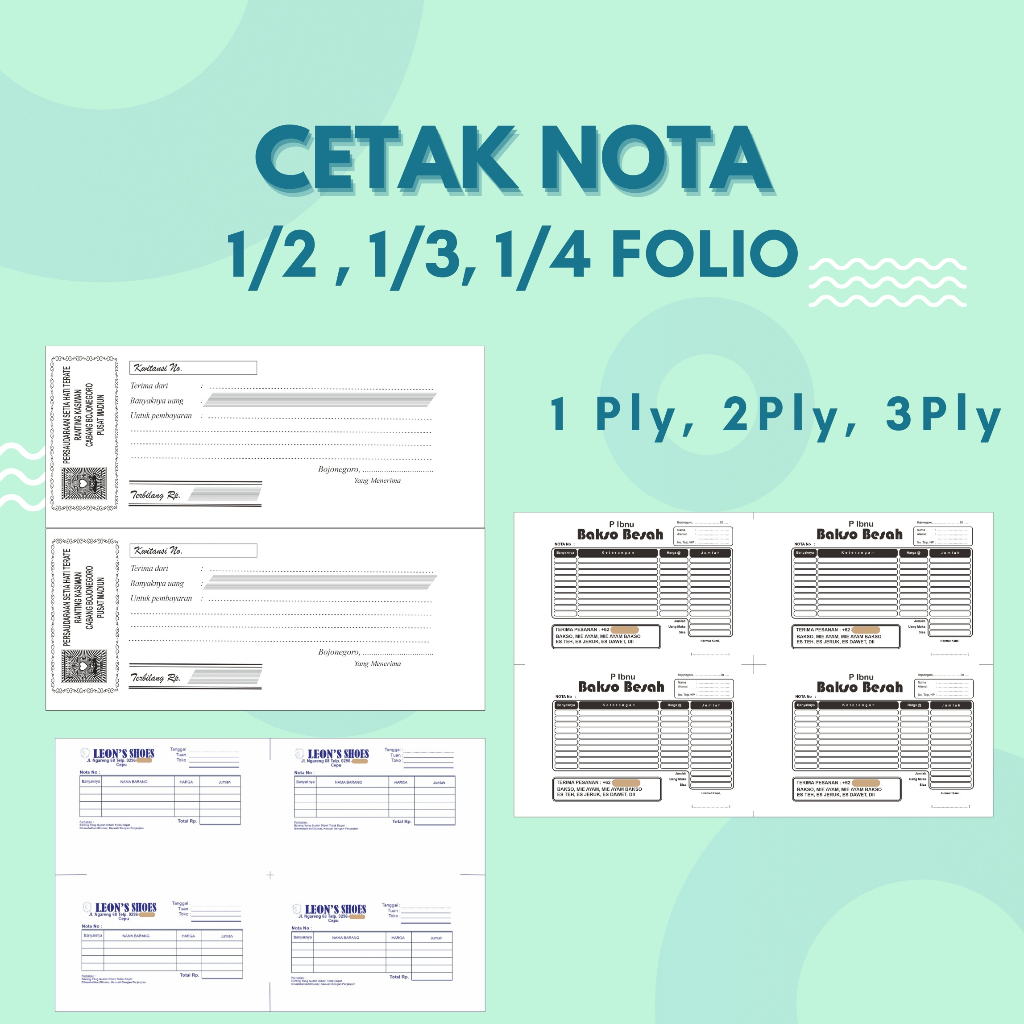 Jual cetak nota custom 1 PLY 2 PLY 3 PLY Bisa Custom nama usaha atau ...