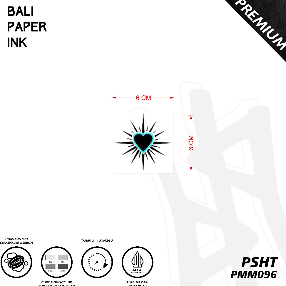 Jual KODE P25Y Tato Hati Bersinar PMM96 Premium Temporary Tattoo By ...
