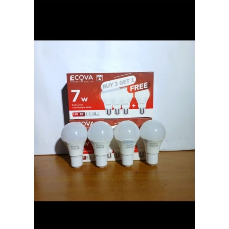 Jual LAMPU LED PAKET ECOVA 7WATT 7W BELI 3 GRATIS 1 | Shopee Indonesia
