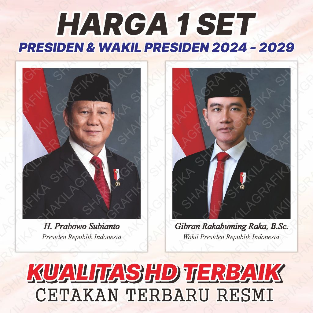 Jual A4 1 pasang Foto Presiden & Wakil Presiden Periode 2024 - 2029 ...