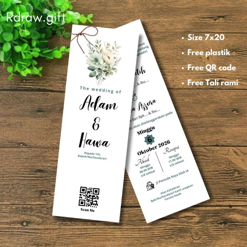 Jual Undangan Mini Hand tag | Undangan simpel | Undangan tali rami ...