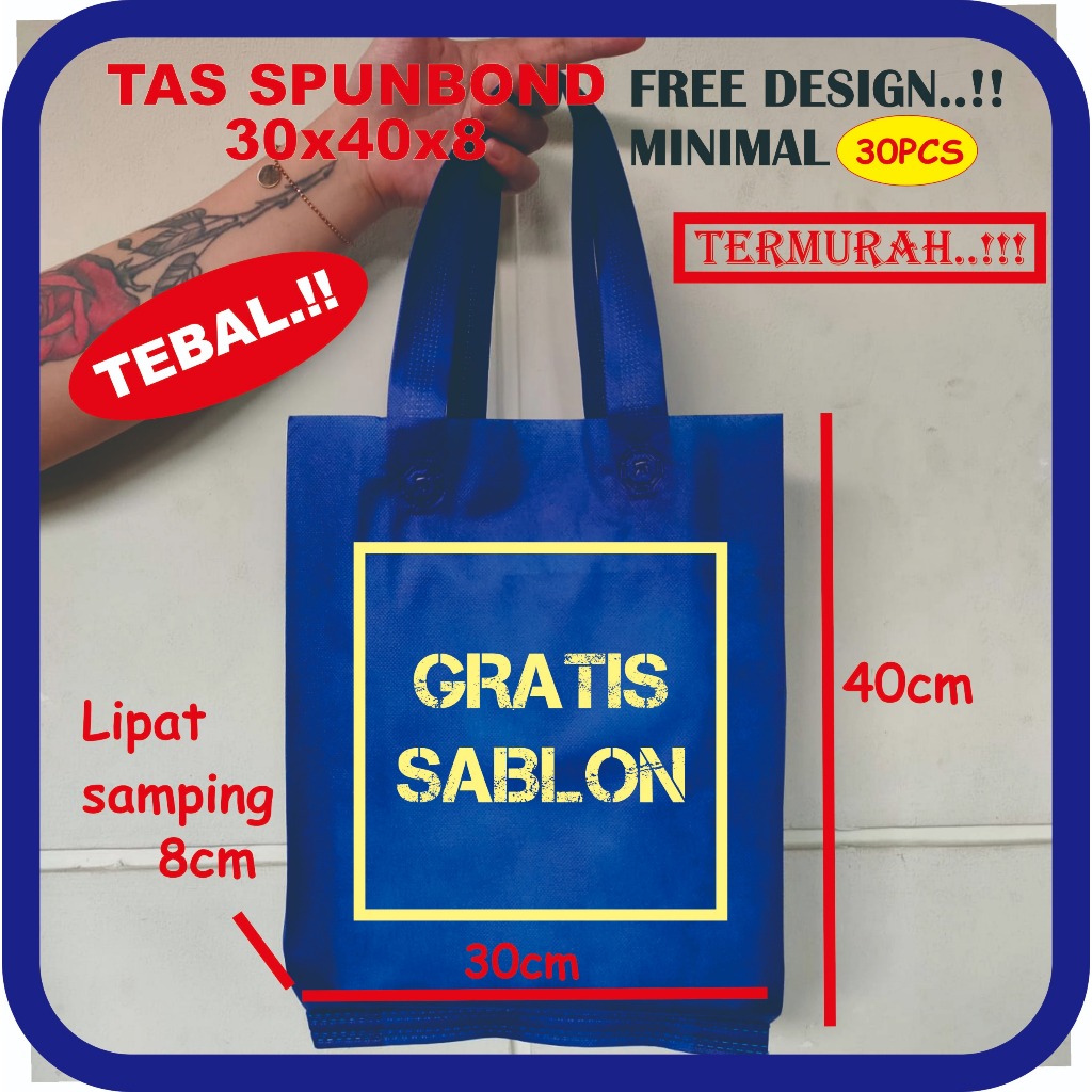 Jual Goodie Bag 30x40 costom Sablon / tas spunbond 30x40 sablon / tas ...