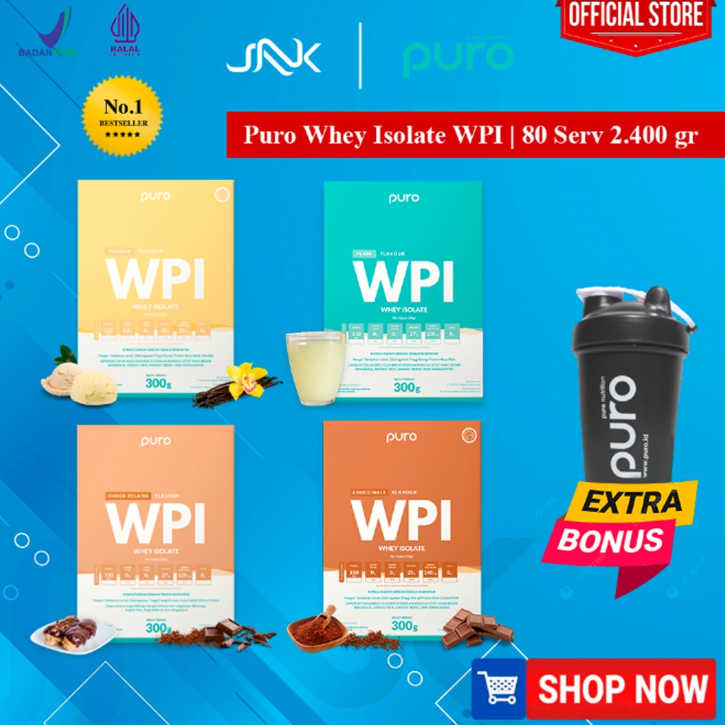 Jual PURO WPI ISOPRO Whey Protein Isolate 80 Serv | PURE Cutting Diet Murni No Amino Spiking ...