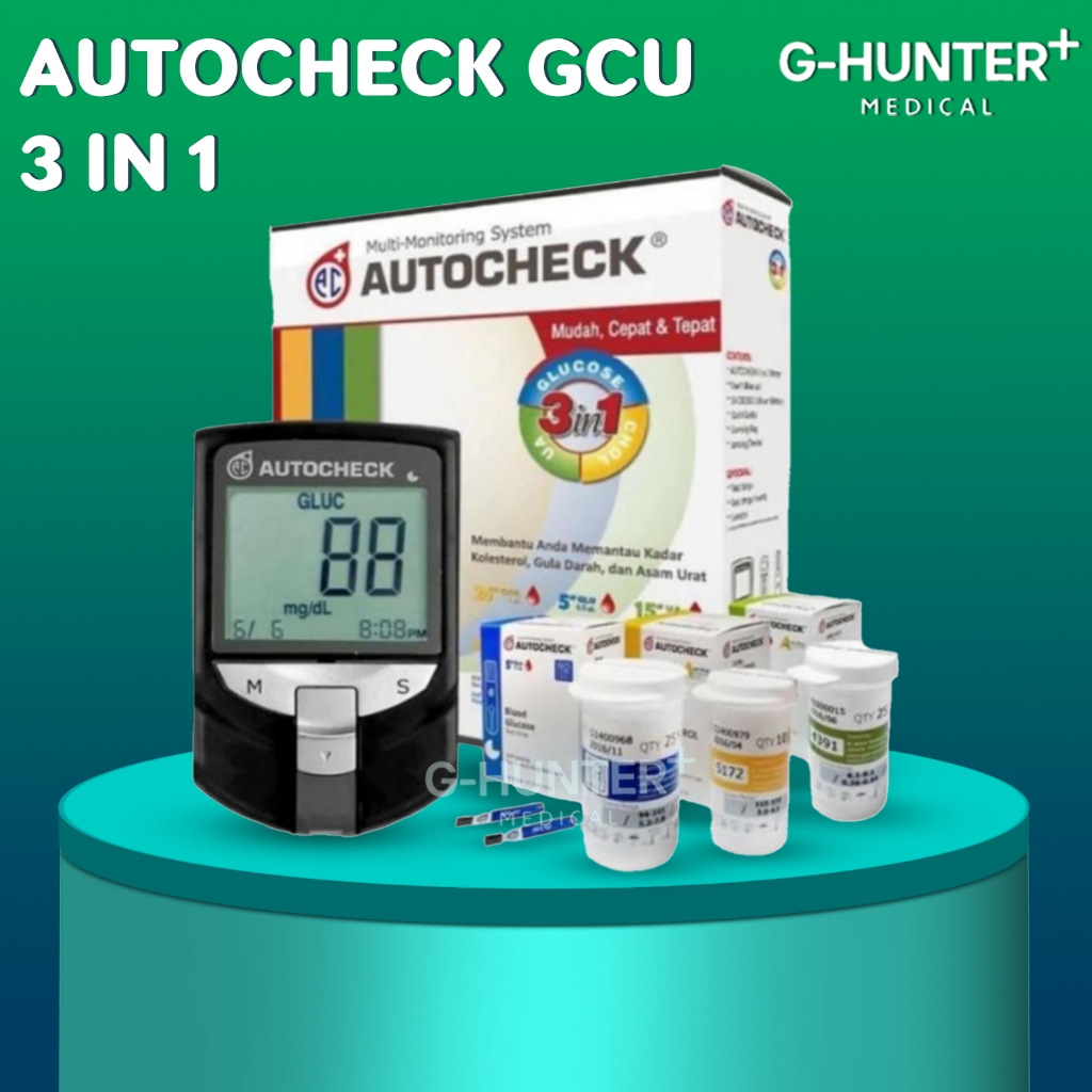 Jual Autocheck GCU 3 In 1 Alat Cek Gula Darah, Kolestero, Asam Urat ...