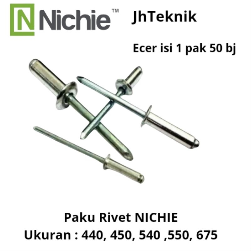 Jual JHTeknik Paku Rivet Nichie 1 pak 50 bj ukuran 440,450,540,550,675 ...
