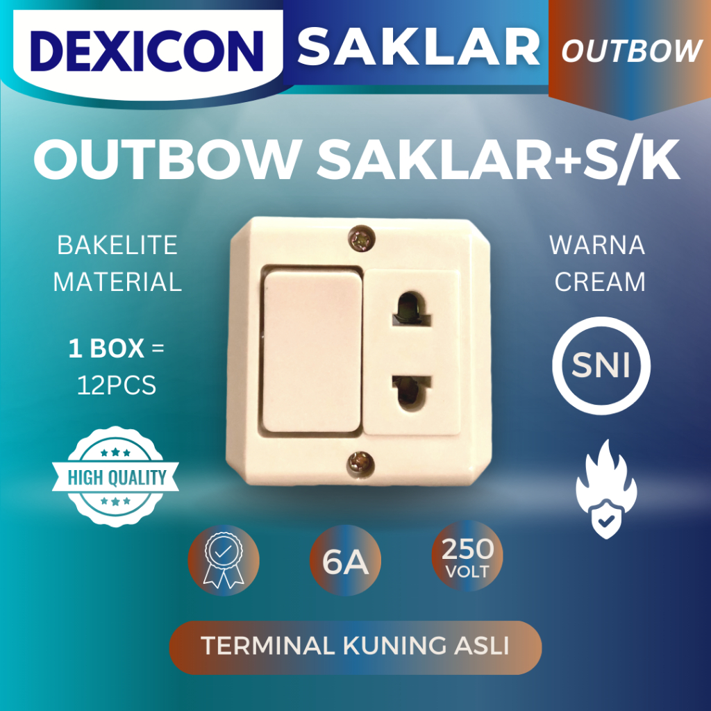 Jual SAKLAR OUTBOW STOP KONTAK + SAKLAR SINGLE SWITCH SAKELAR OB ON/OFF ...
