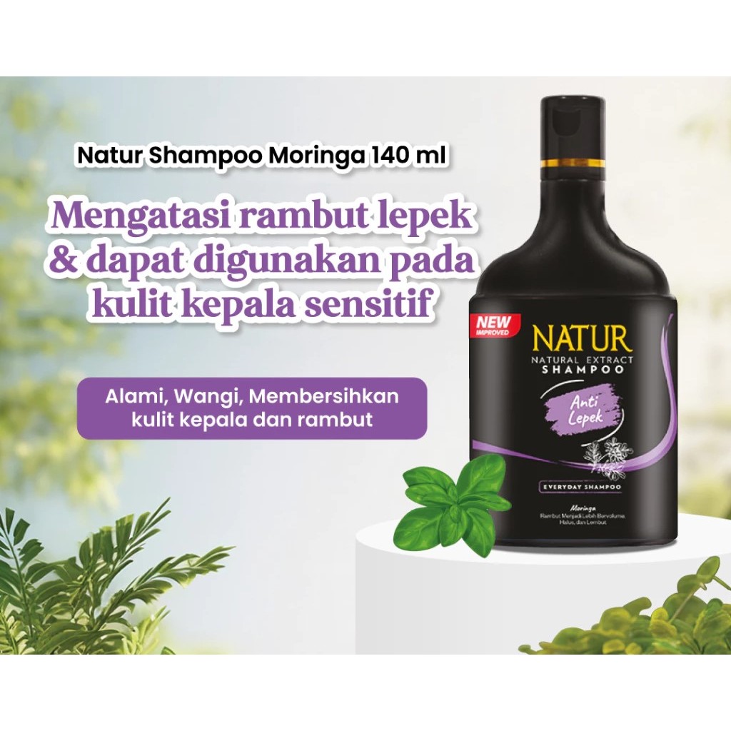 Jual NATUR SHAMPOO MORINGA ( Rambut Lepek ) 140ml | Shopee Indonesia