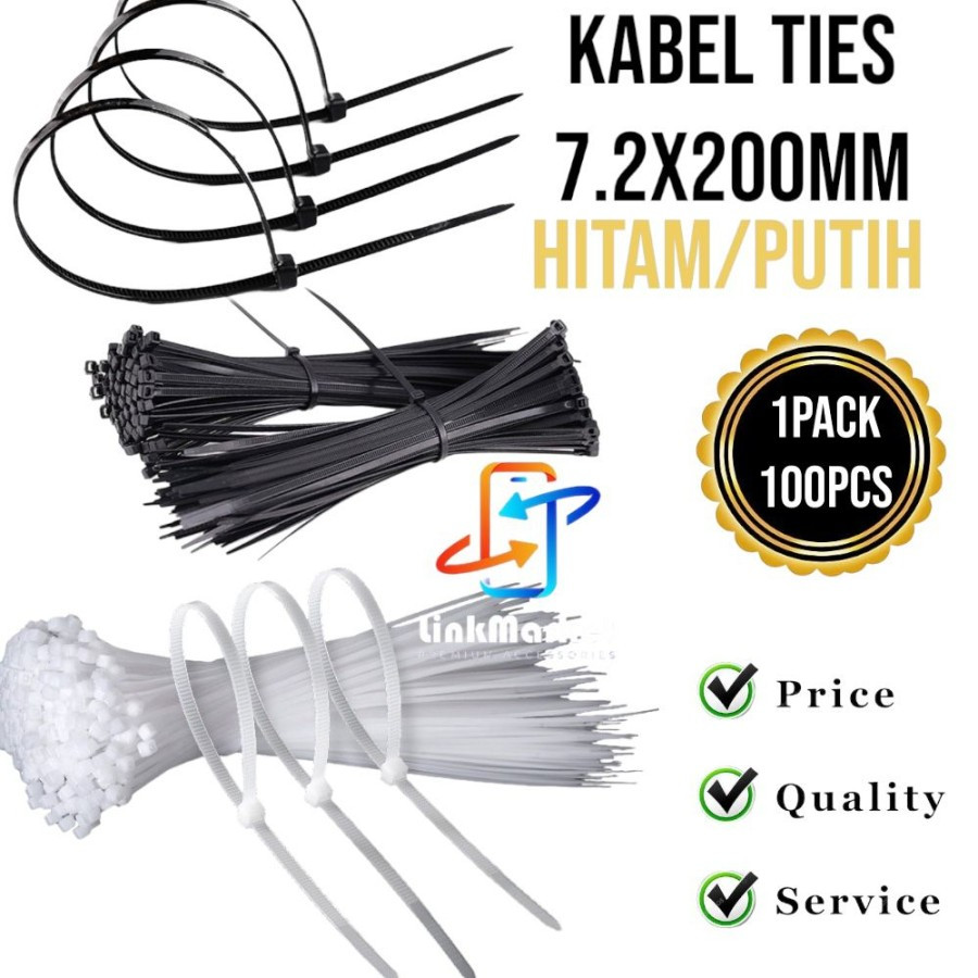 Jual kabel ties Cable ties Kabel tis Cable tie Klip 7.2x200mm isi 100Pcs | Shopee Indonesia
