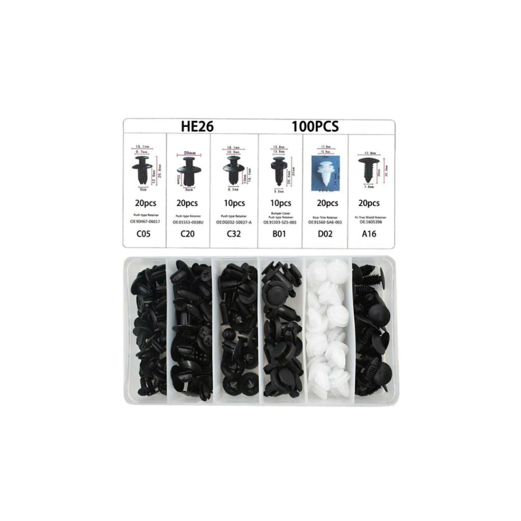 Jual Baut Rivet Mobil/Universal Klip Bumper Baut Plastik Bemper 100pcs ...