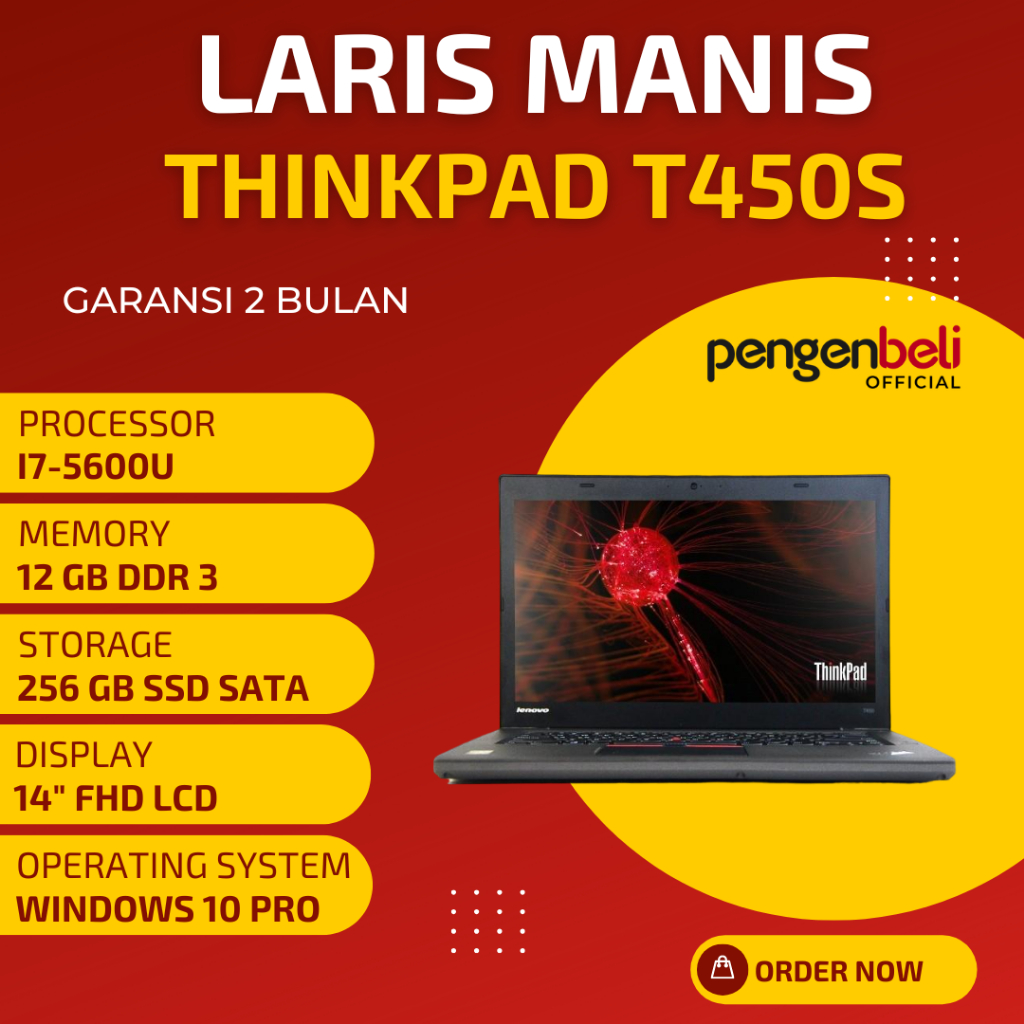 Jual CORE I7 LENOVO THINKPAD T450S l RAM 12GB l 256GB SSD SATA l ...
