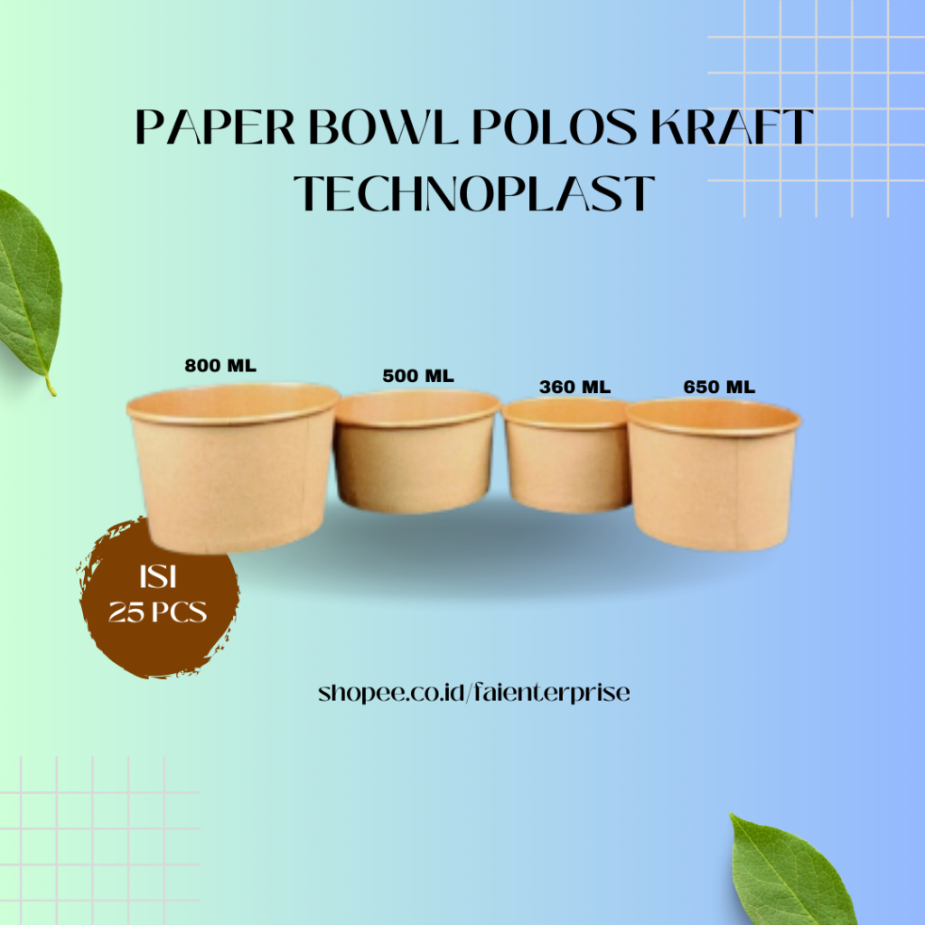 Jual Paper Bowl Kraft/Mangkok Kraft Polos/ Lid Paper Bowl / Paper Bowl ...