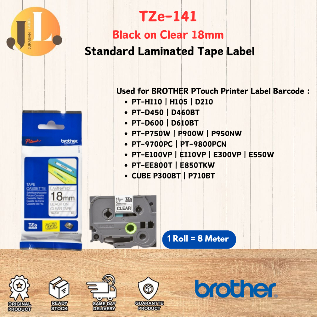 Jual BROTHER TZe-141 18mm PTouch Tape Label Barcode TZe141 Black on ...