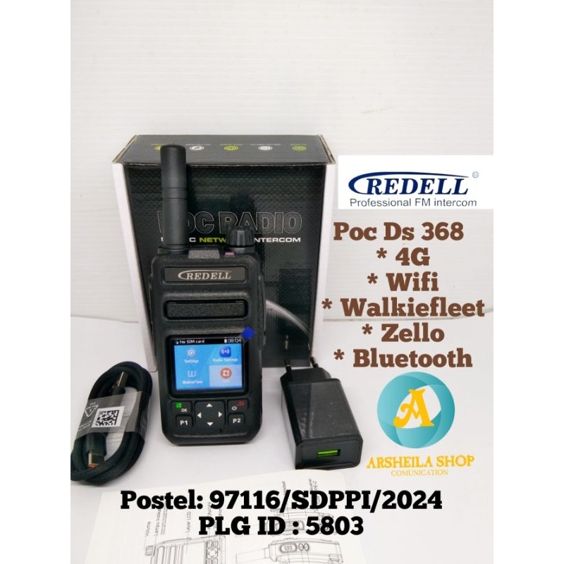 Jual Ht poc Redell Ds 368 4G bisa wifi zello walkiefleet tipe c charger ...