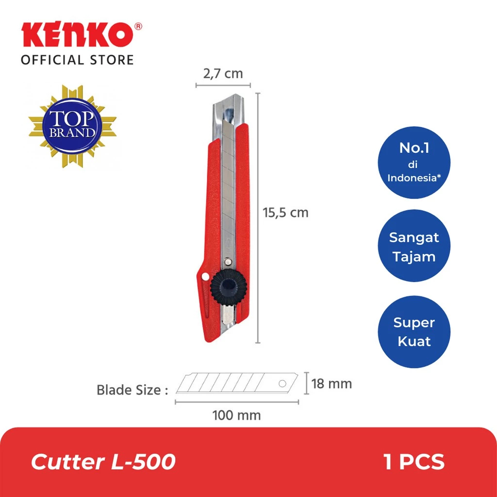 Jual Cutter Kenko L500 Pisau Pemotong Kertas / Dus / Lakban / Plastik L ...