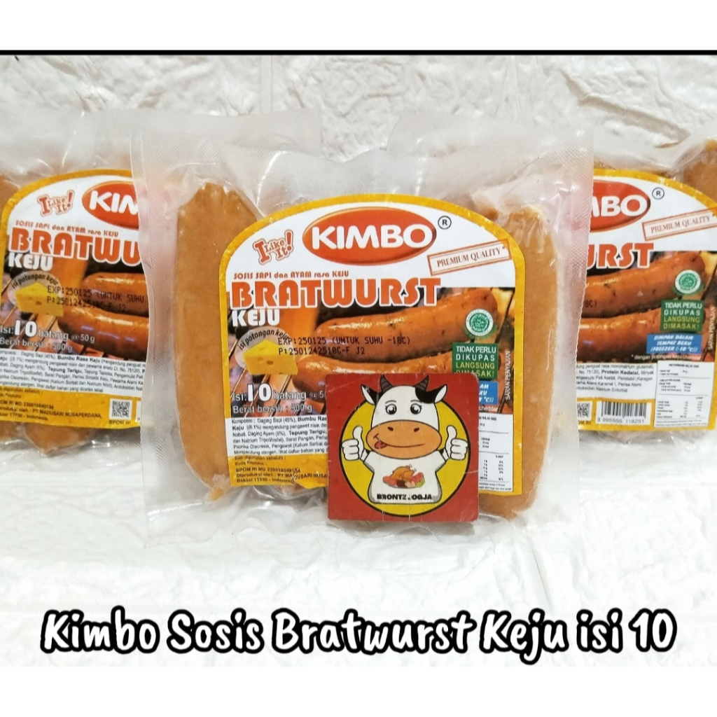Jual KIMBO SOSIS BRATWURST MINI KEJU ISI 10-FROZEN FOOD-BRONTZ JOGJA ...