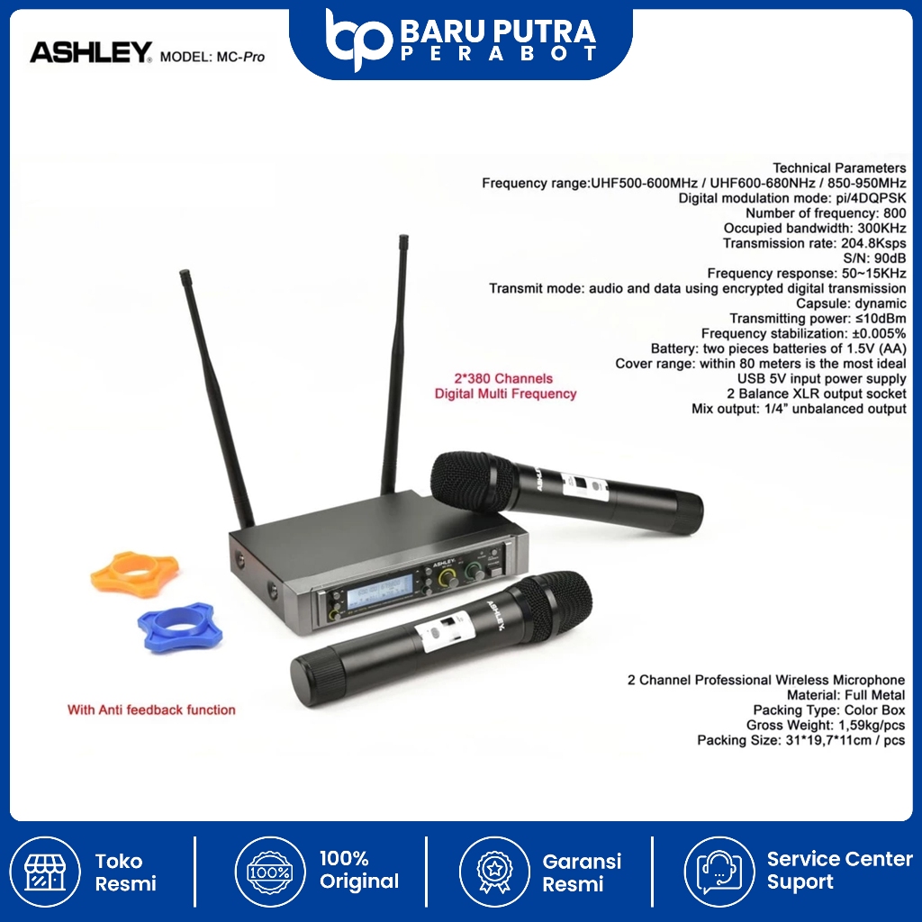 Jual Microphone Wireless ASHLEY MC-PRO / Mic MC Pro Series | Shopee ...