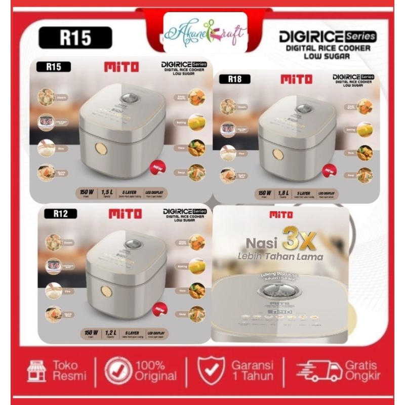 Jual MITO Digital Rice Cooker 1.2 Liter R12 | MITO Digital Rice Cooker ...