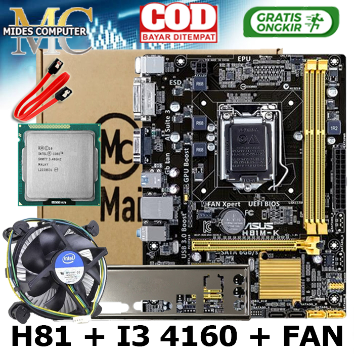 Jual Mainboard Mobo Motherboard H81 + Processor Intel Core i3 4160 ...