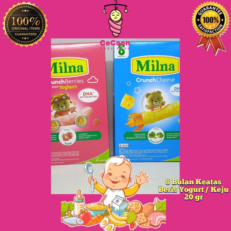 Jual Snack Camilan Bayi Milna Crunch Keju Berries Yogurt 20 gr | Shopee ...