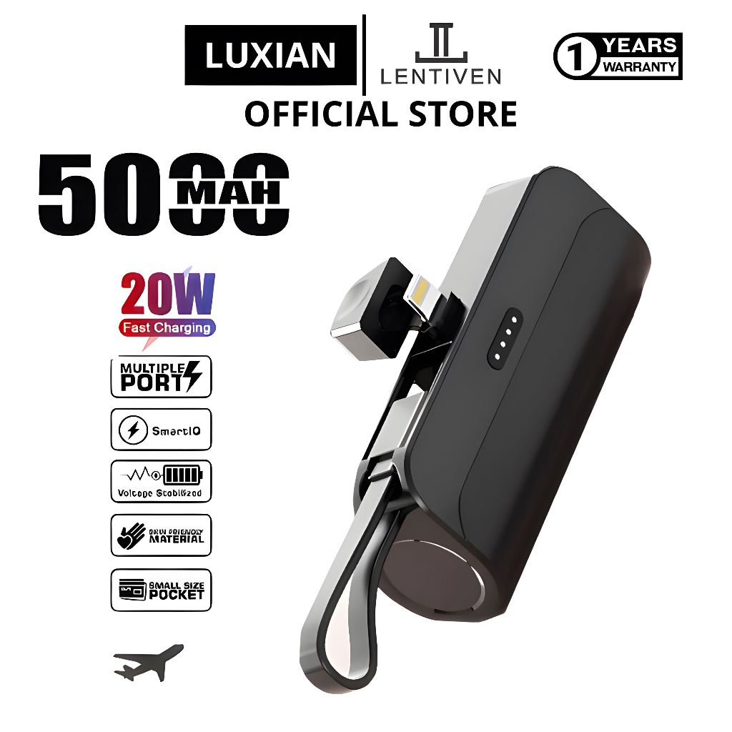 Jual LUXIAN LENTIVEN POWERBANK 5000 MAH MINI FAST CHARGING SUPORT ...