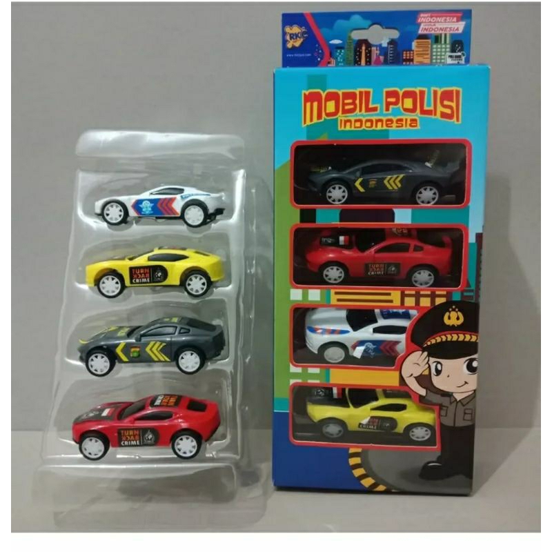 Jual MAINAN ANAK MOBIL MOBILAN ISI 4 PCS/ MOBIL POLISI PULL BACK RKC ...