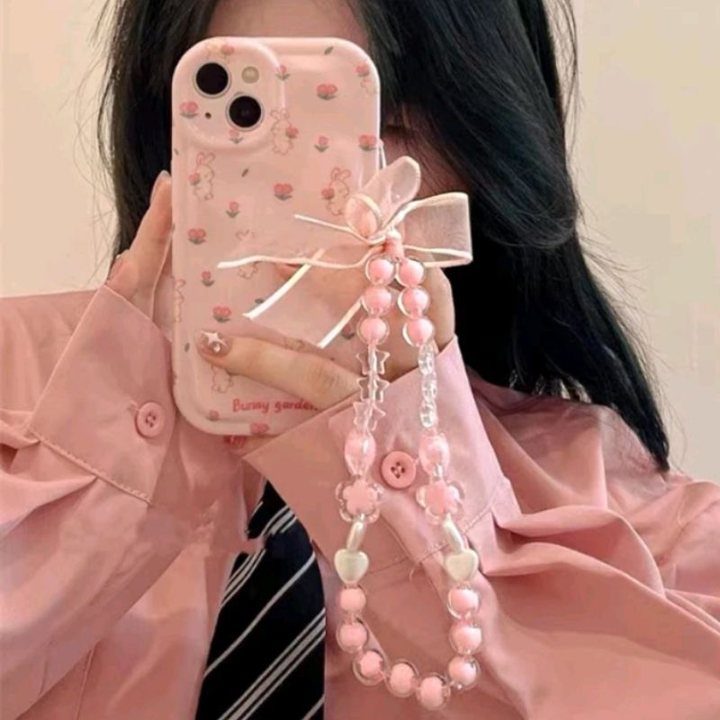 Jual Strap Phone Pita Pink Flower. Gantungan Hp Dusty Pink Korean Look ...