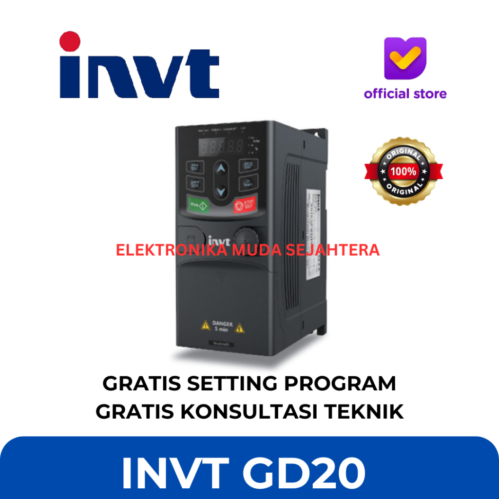 Jual Inverter INVT 2.2KW 220V 1Phase 3HP VFD VARIABLE FREQUENCY DRIVE GD20-1R5G-S2 | Shopee ...