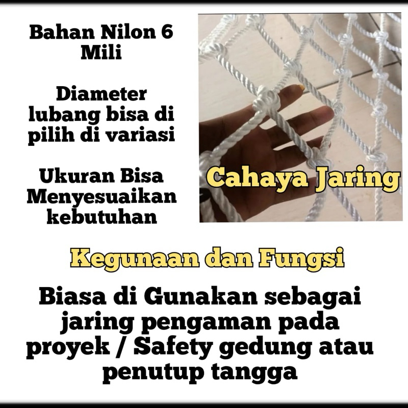Jual JARING SAFETY NET TAMBANG NILON 6 MM / JARING PENGAMAN GEDUNG ...
