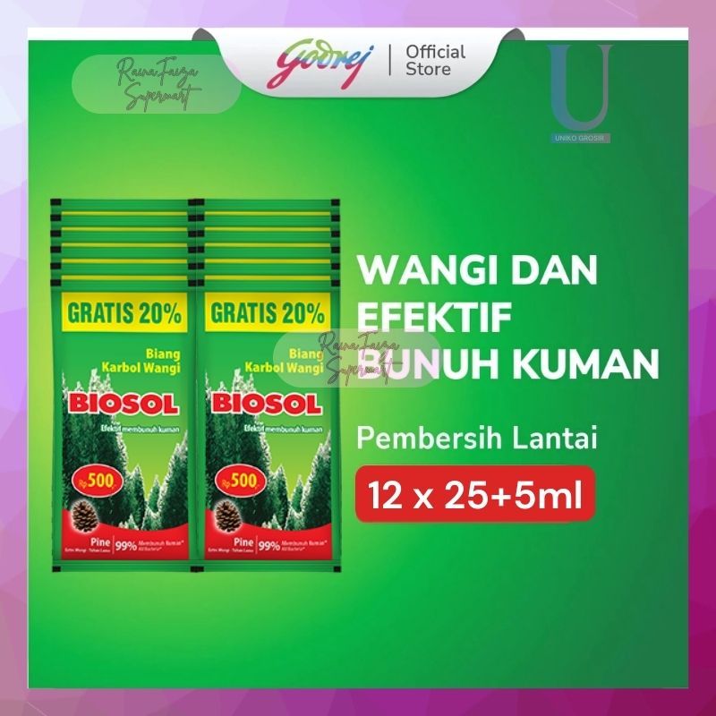 Jual Biosol Karbol Wangi Sachet 25+5 ml [] 1 Renceng isi 12 Sachet [] Pembersih Lantai Isi Super ...