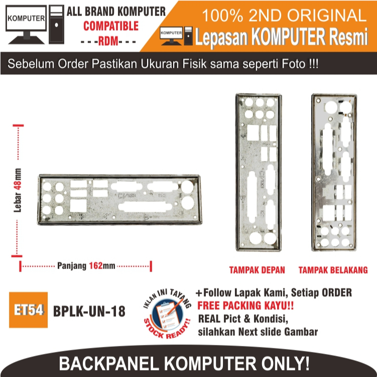 Jual ET55 BPLK-UN-18 BACK PANEL MOTHERBOARD PC KOMPUTER UNIVERSAL ALL ...