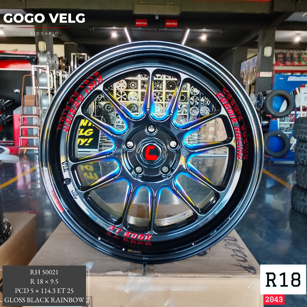 Jual Velg Mobil Ring 18 Cosmis Racing XT Black Rainbow Lebar 9,5 PCD 5X114,3 InnovaAlphard ...