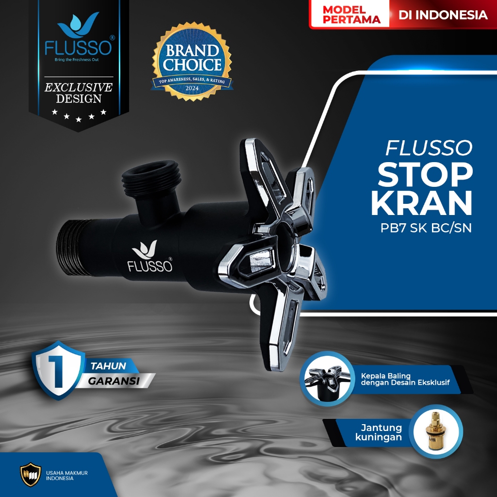 Jual Flusso Stop Kran Air Kran Wastavel Kran Closet Black Original ...