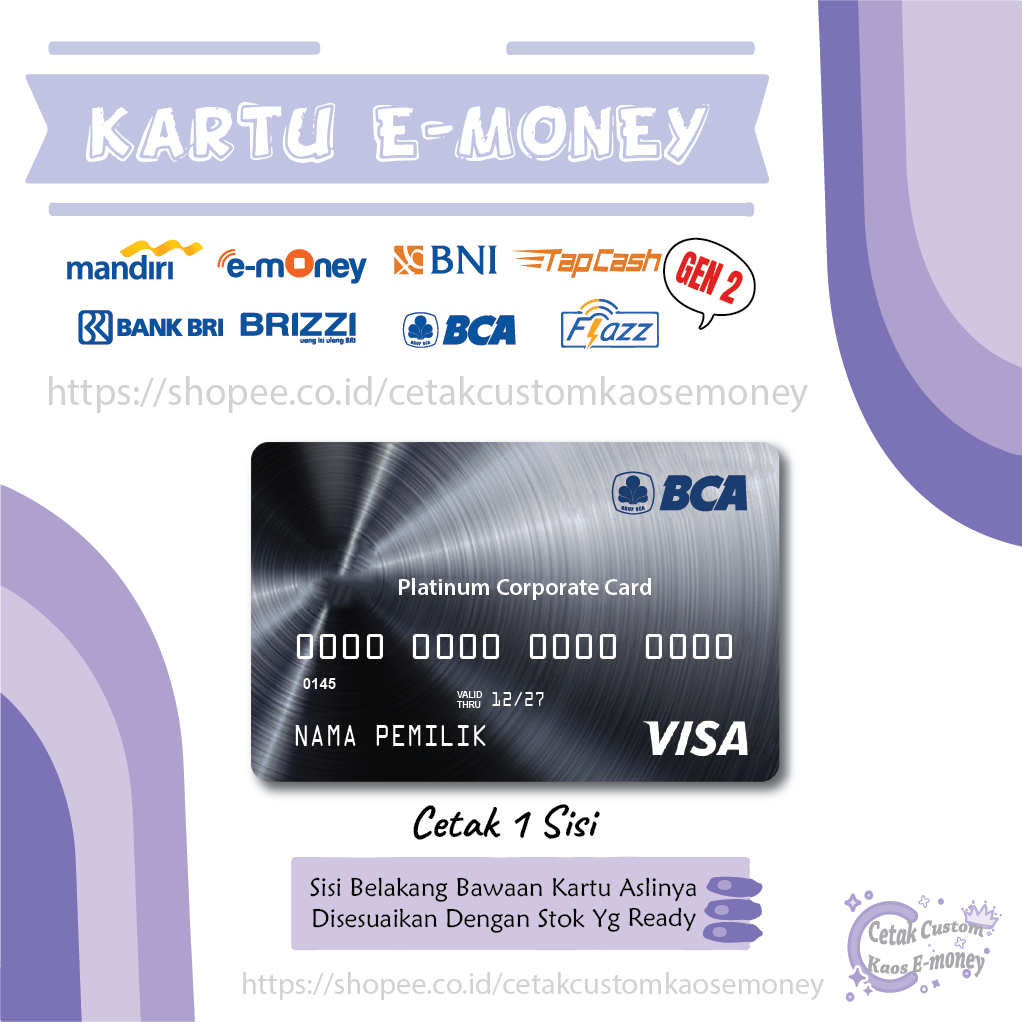 Jual KARTU E MONEY E TOLL KARTU BCA SILVER VISA BLACK CREDIT CARD ...
