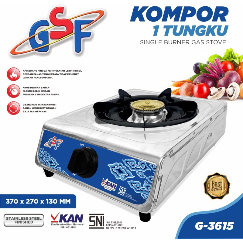 Jual Kompor Gas 1 Tungku SNI Kompor Gas Stainless Steel Portable GSF 3615 Packing Bubble Wrap ...