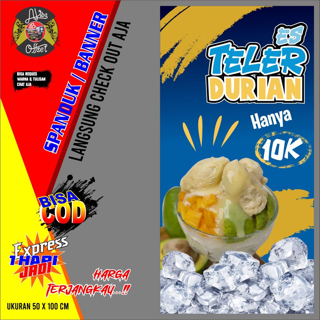 Jual SPANDUK ES TELER DURIAN 03 UKURAN 50X100CM | Shopee Indonesia