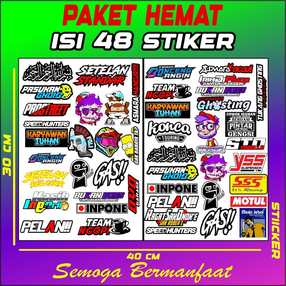 Jual ND Sticker setiker stiker striping sponsor racing Kata-kata gokil ...