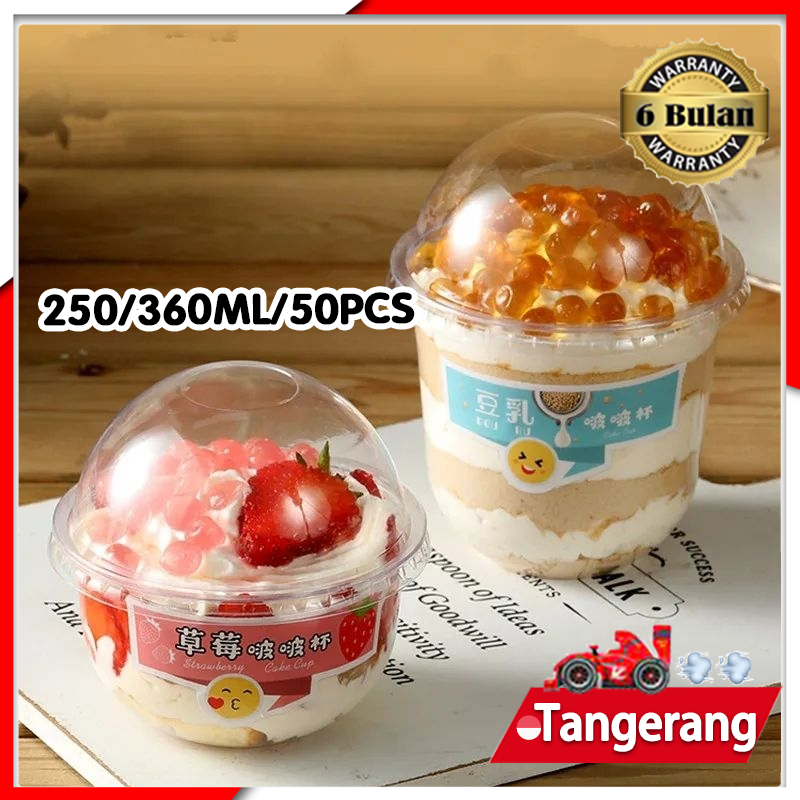 Jual 50pcs Dessert Cup 250ml 360ml Cake Cup Bulat Tebal Cup Es Krim ...