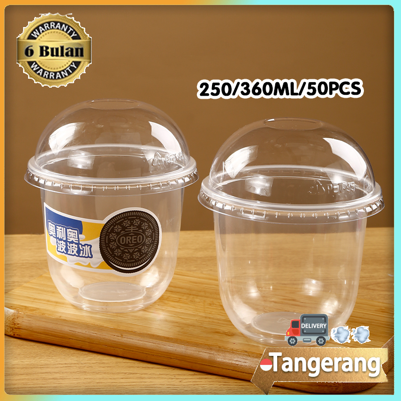Jual 50pcs Dessert Cup 250ml 360ml Cake Cup Bulat Bola Mika Salad ...