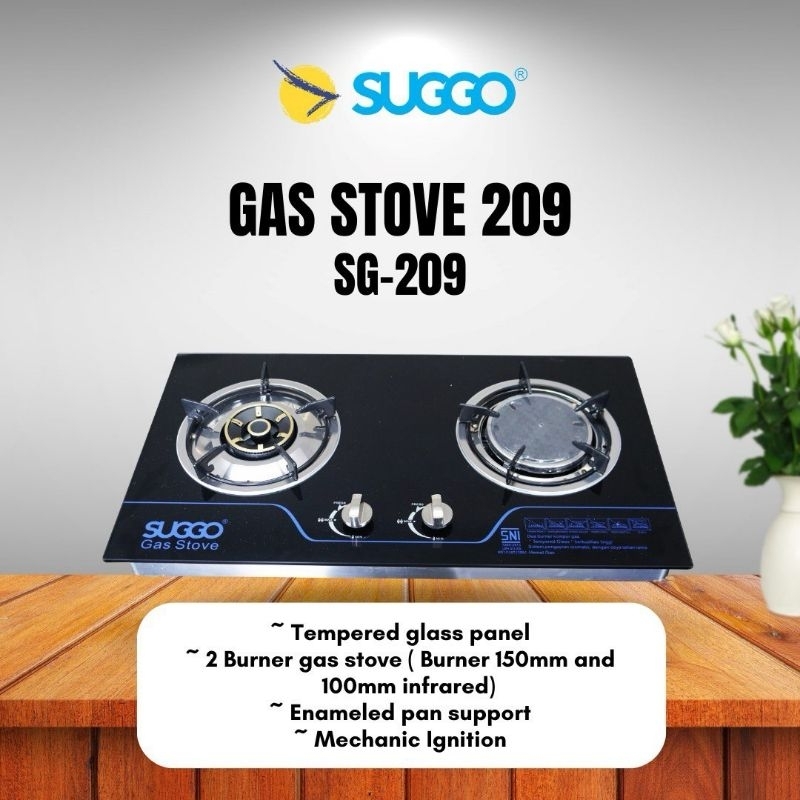 Jual Kompor Gas Tanam Kaca Suggo SG-209 Kompor Suggo 2 Tungku Mix Api ...