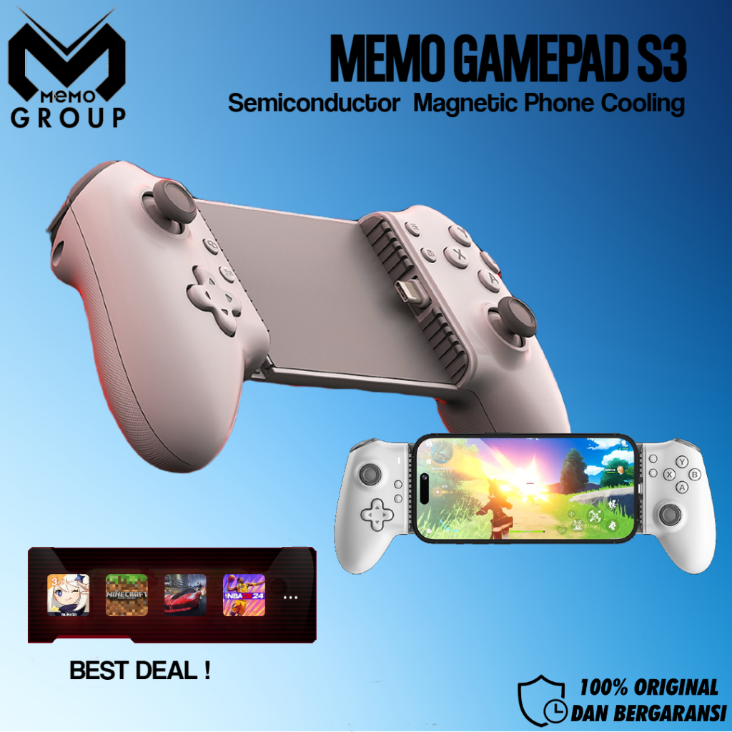 Jual MEMO GAMEPAD S3 Type C Gamepad Phone Controller Hall Effect Stick for iOS IPHONE Android ...