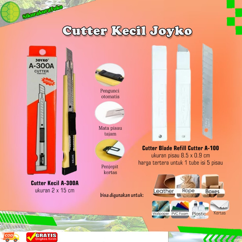 Jual (SKR) Cutter Kecil Joyko A 300A Auto Lock Pisau kater Pemotong ...